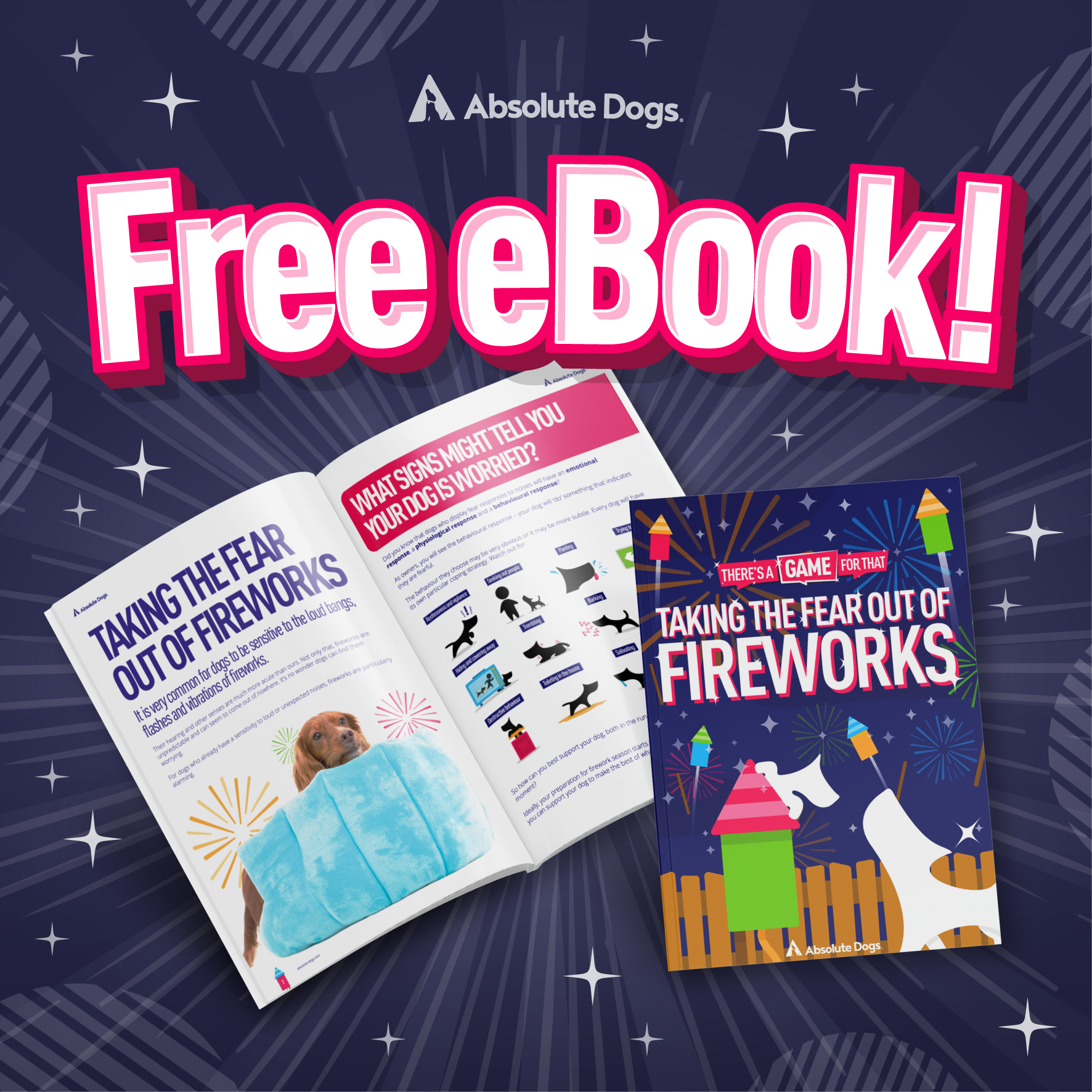 Get Your FREE "Taking the Fear out of Fireworks" eBook – Absolute Dogs